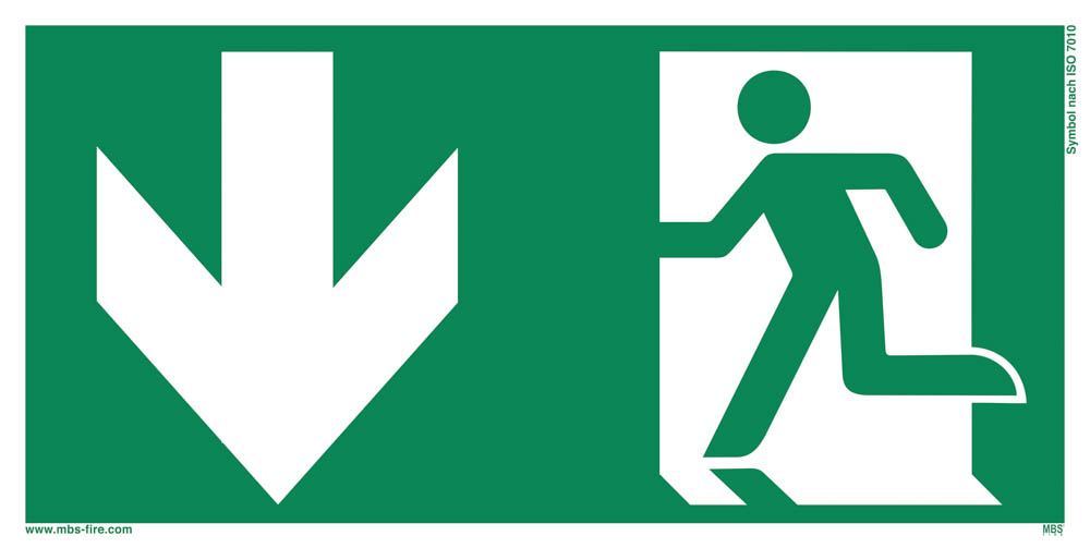 Aufkleber Fluchtweg Notausgang Pfeil unten Folie, selbstklebend - ASR A1.3