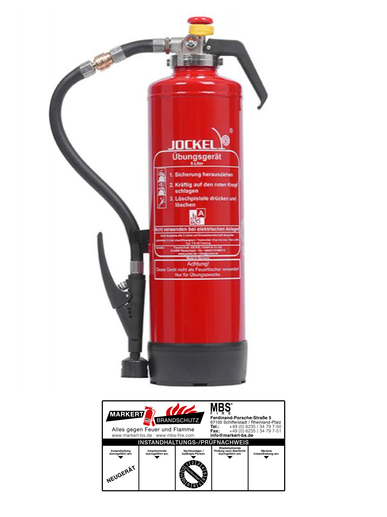 Jockel 6L Übungsfeuerlöscher Feuerlöscher T6JS Übungslöscher ...