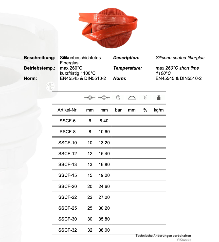 Feuerschutzschlauch Silikon u. Glasfaser, Brandschutz Schlauch ...