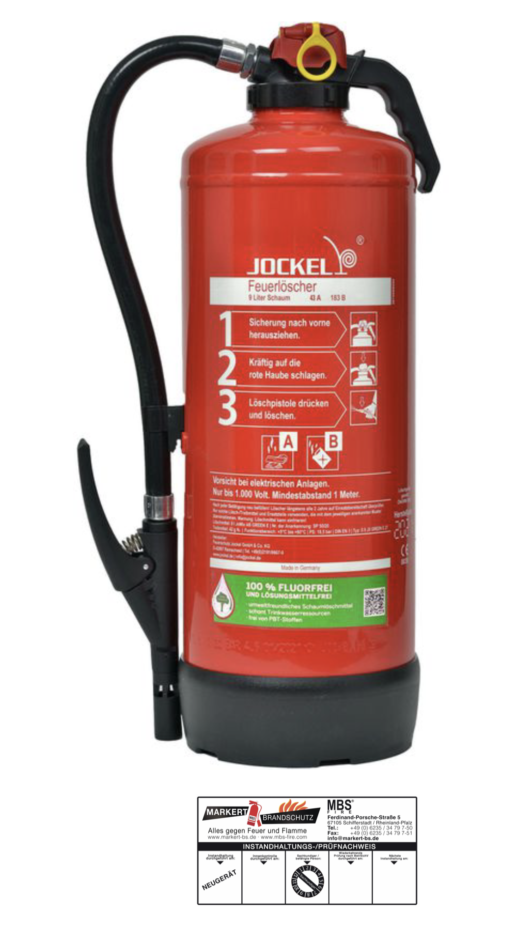 Jockel S9JX GREEN E 43 Auflade Schaum Feuerlöscher inkl. Plakette ...