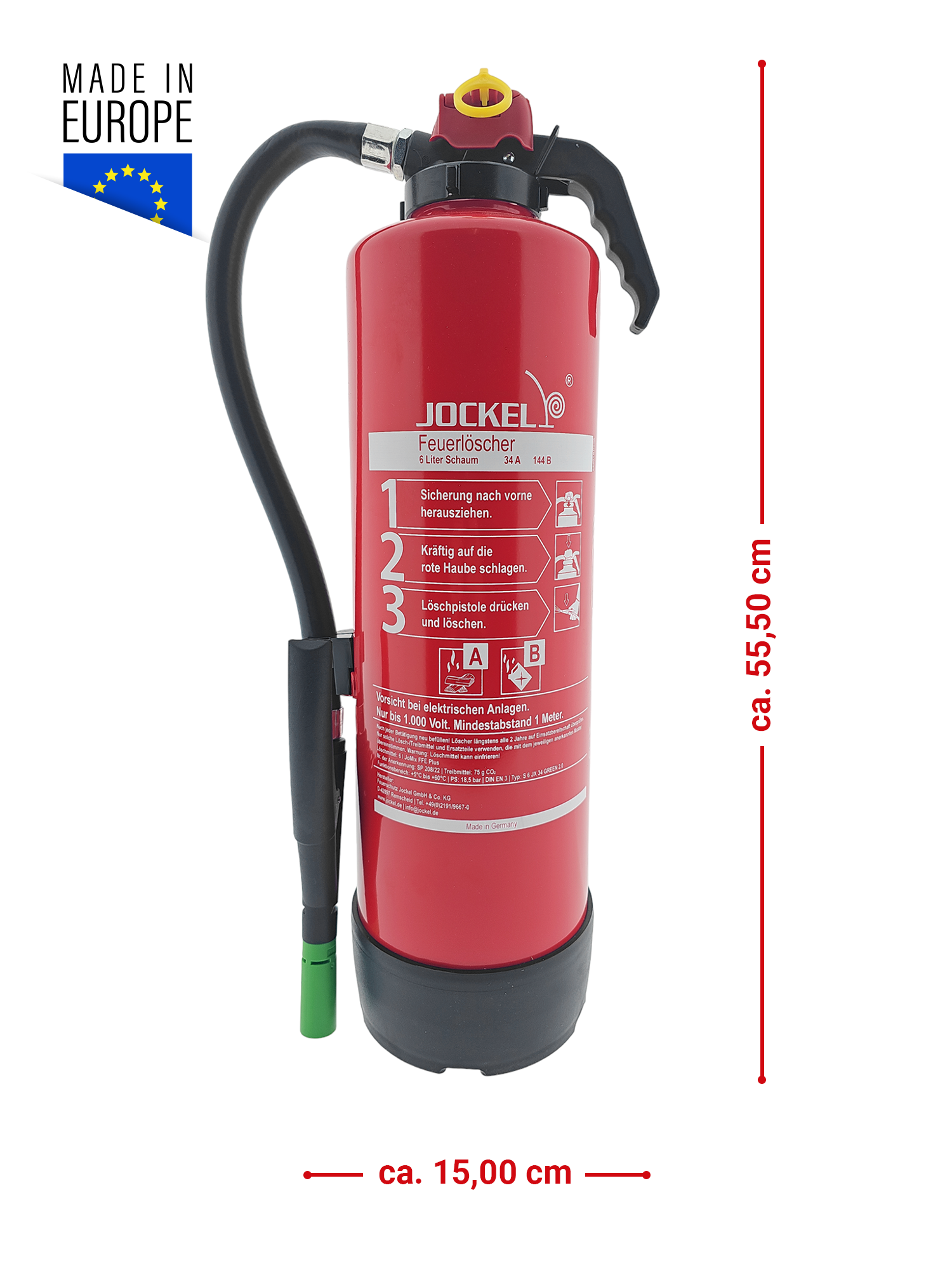 Jockel 6L AB fluorfreier Schaumfeuerlöscher Auflade 34A, 144B S 6 JXF ...
