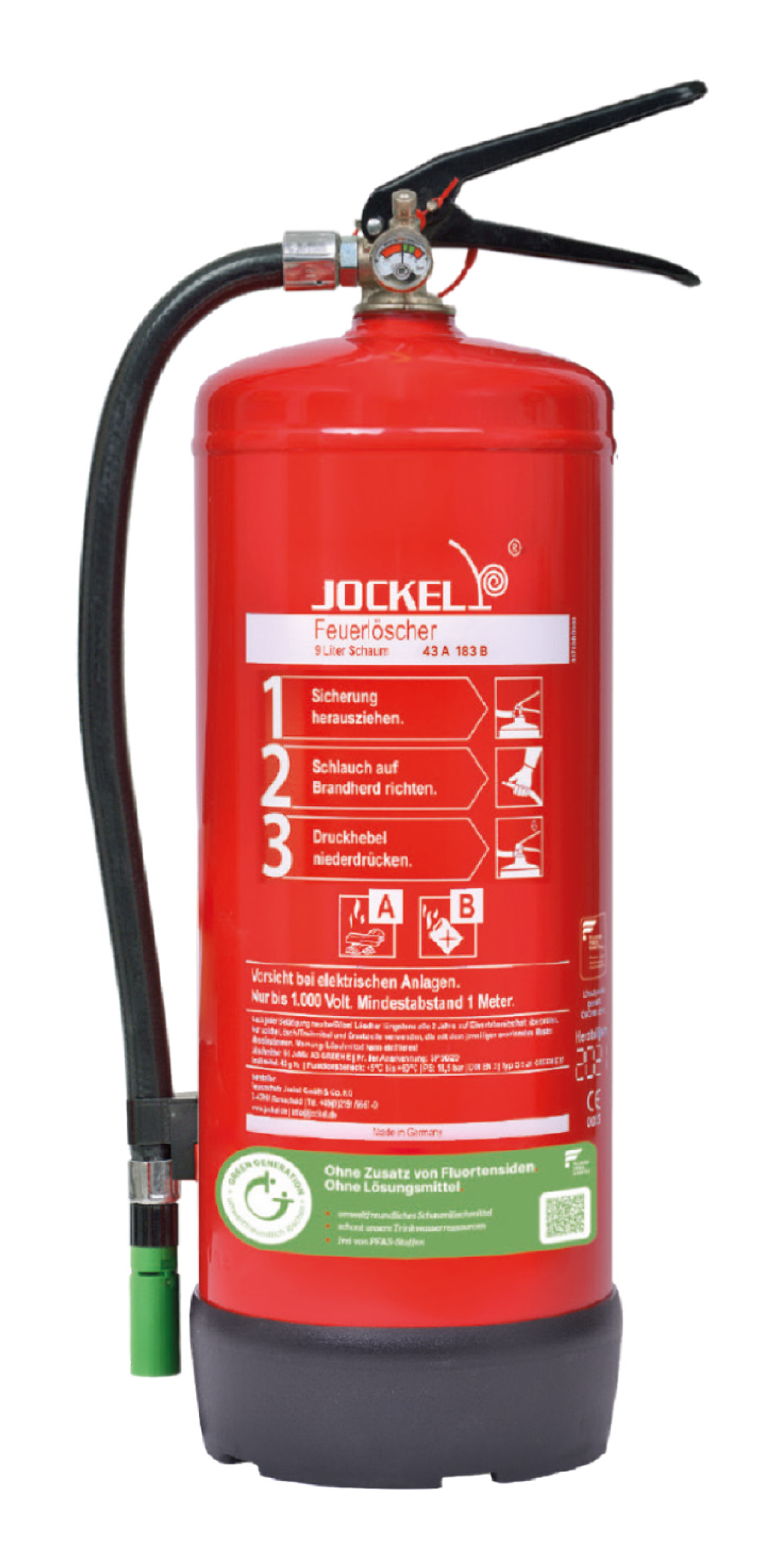 Jockel S9LJM GREEN 2.0 Fluorfreier Schaum Feuerlöscher inkl. Plakette Fluorfrei
